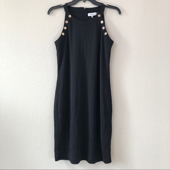 Calvin Klein | Dresses | Nwt Calvin Klein Halter Sheath Button Black ...